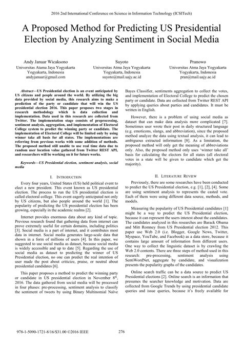Pdf A Proposed Method For Predicting Us Presidential Election By Analyzing Sentiment In Social