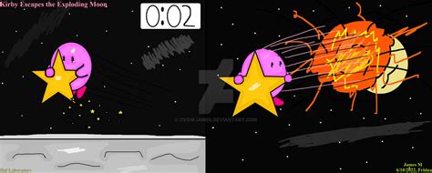 Kirby Escapes The Exploding Moon By James M By Cvgwjames On Deviantart