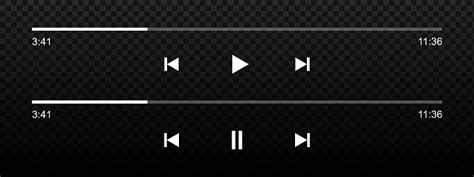 오디오 또는 영화 플레이어의 시간 슬라이더 재생 및 일시 중지 되감기 및 빨리 감기 버튼이 있는 로딩 막대를 진행합니다 Mediaplayer 모바일 애플리케이션 재생