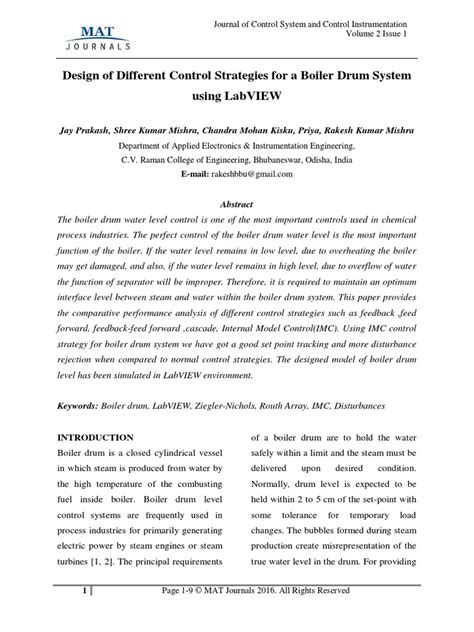 Boiler Drum Processing Through Labview Pdf Control Theory Control System