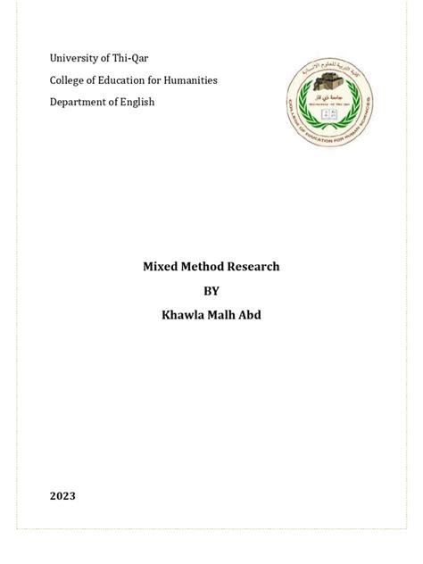 Mixed Method Pdf Qualitative Research Quantitative Research