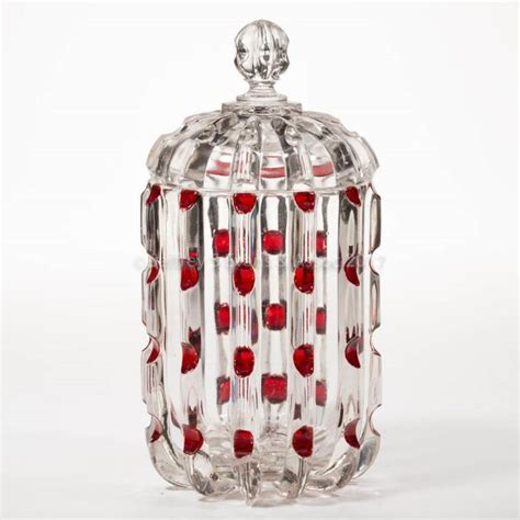 Antique Ruby Stained Cracker Jar