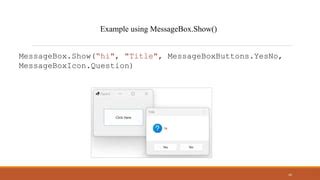 Net Technologies Messagebox Using Visual Basic Pptx
