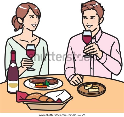 Men Women Drinking Wine Stock Vector Royalty Free 2220186799 Shutterstock