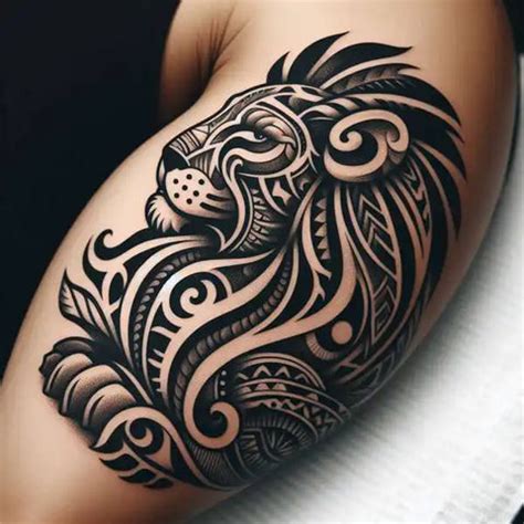 Polynesian Tribal Lion Tattoo Designs