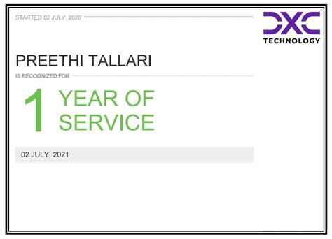 Preethi T On Linkedin Dxctechnology 1yearworkanniversary Thankyou
