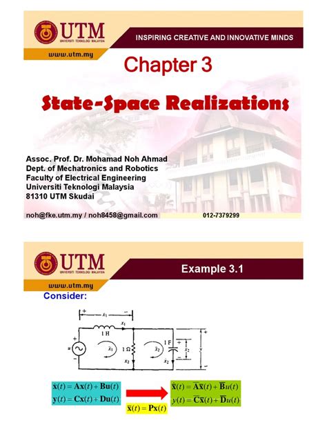 Mem1833 Topic 3 State Space Realizations Handout Pdf Eigenvalues And Eigenvectors Algorithms