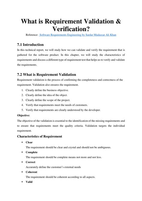 Pdf What Is Requirement Validation And Verification
