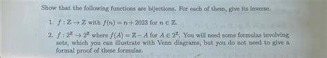solved show that the following functions are bijections for