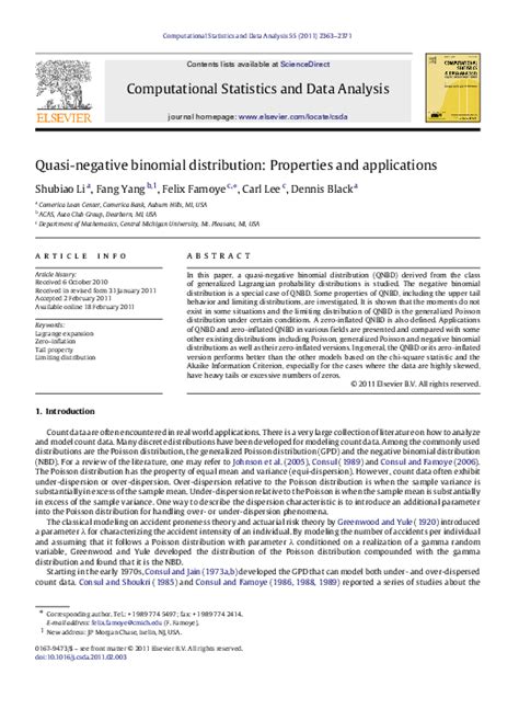 Pdf Quasi Negative Binomial Distribution Properties And Applications