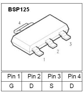 SMT FET BSP125 N Channel FET NightFire Electronics LLC