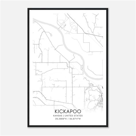 Kickapoo Kansas Map Poster Modern Home Decor Wall Art Print Custom