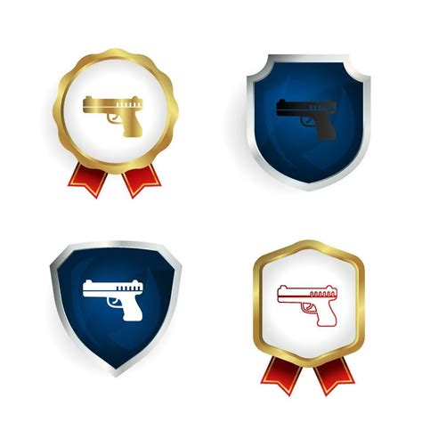 Abstract Gun Pistol Badge And Label Collection 25843433 Vector Art At