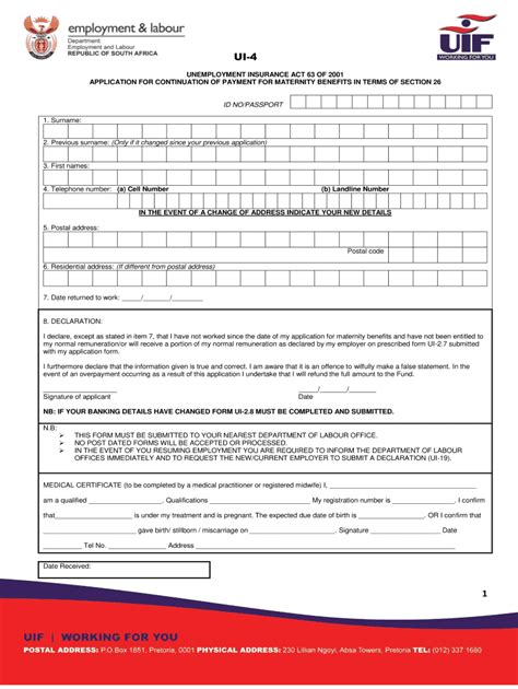 Maternity Uif Forms Fill Out And Sign Online Dochub