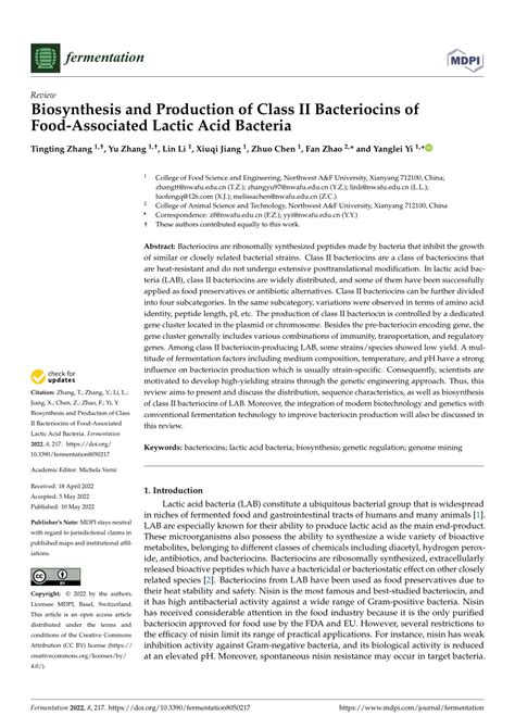 Pdf Biosynthesis And Production Of Class Ii Bacteriocins Of Food Associated Lactic Acid Bacteria