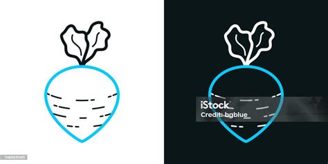 순무 검은색 또는 흰색 배경에 이색 선 아이콘 편집 가능한 획 순무에 대한 스톡 벡터 아트 및 기타 이미지 순무 개념