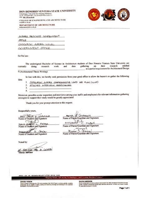 On Site Data Gathering Request Letter Pdf