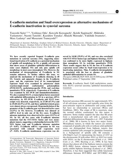Pdf E Cadherin Mutation And Snail Overexpression As Alternative