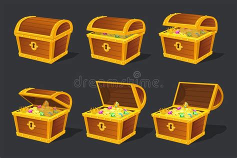 Treasures Chest Animation Chain Animations Of Pirate Treasure Chests Set Vector Illustration