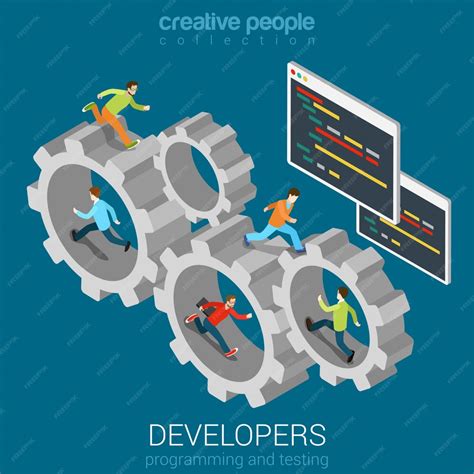 Free Vector Development Teamwork Concept Developers Programmer Coder