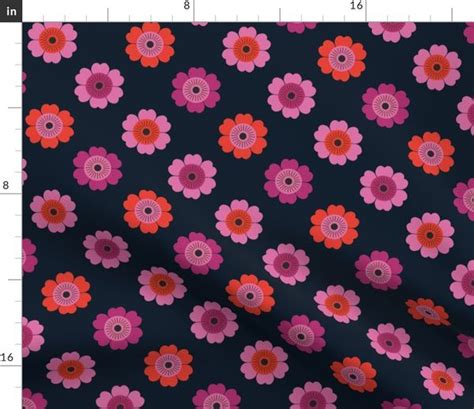 70s Flower Fabric Daisy Fabric Retro Spoonflower