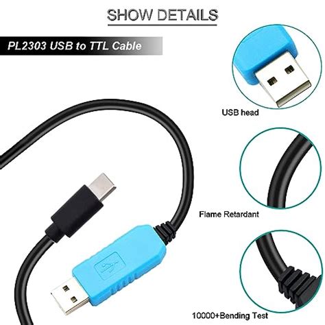 Youmile 2 Pcs Pl2303 Usb To Ttl Cable Usb To Type C Serial Converter Download Flash Cable Rs232