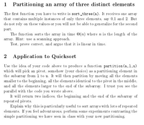 Solved Partitioning An Array Of Three Distinct Elements The