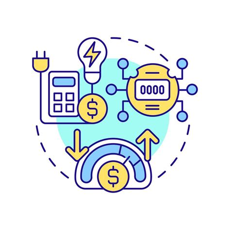 Price Reactive System Multi Color Concept Icon Consumption Meter Bill Calculation Round Shape