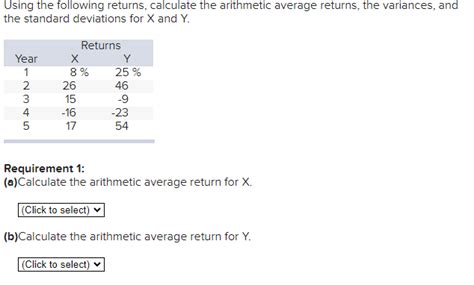 solved using the following returns calculate the arithmetic