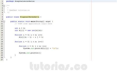 Arrays Java Diagonal Secundaria De Una Matriz