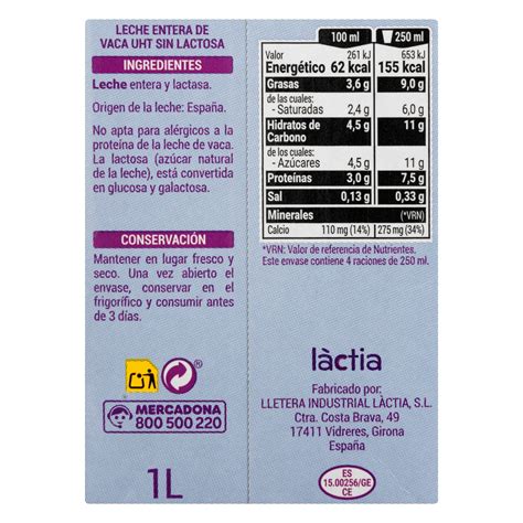 Leche Entera Sin Lactosa Hacendado Mercadona Precio Y Opiniones Frank4