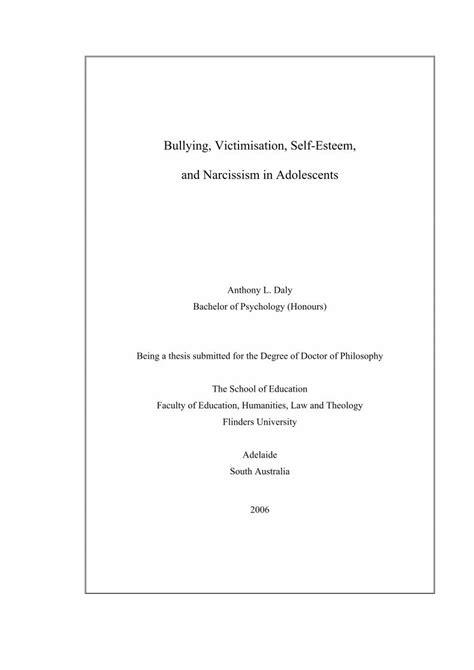 Pdf Bullying Victimisation Self Esteem And Narcissism In Adolescents Dokumentips
