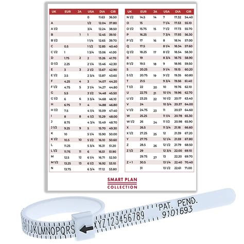Buy Smart Plan Ring Sizer Uk And Us A To Z Ring Measurement Tool And International Size Chart Guide