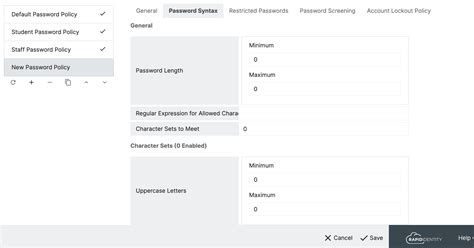 Password Policy Configuration