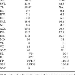 Sex Measurements In Mm And Scale Counts Of The Type Series Of Download Table