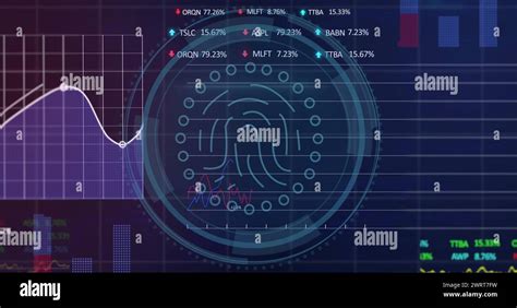 Image Of Scope With Biometric Fingerprint And Financial Data Processing