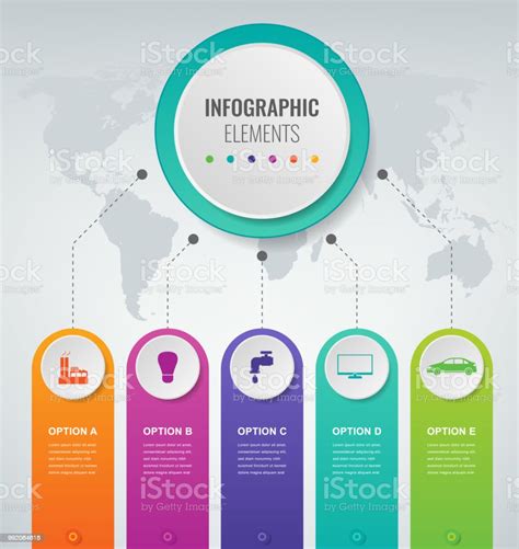 5 옵션 추상 3d Infographic 템플릿입니다 비즈니스 프레 젠 테이 션 개념입니다 벡터 3차원 형태에 대한 스톡 벡터 아트 및 기타 이미지 Istock