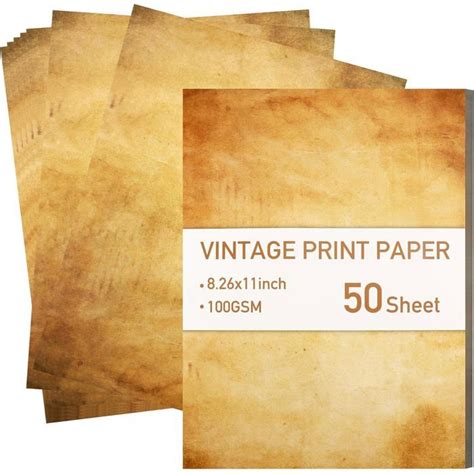 50 Feuilles Papier Parchemin Vintage Format Din A4 Papier A Lettre Pour