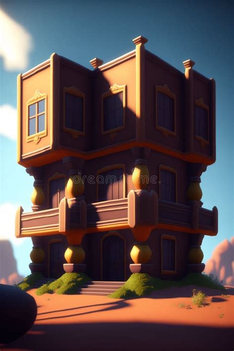 Ai Generated Illustration Of A Stylized Game Building Cinematic