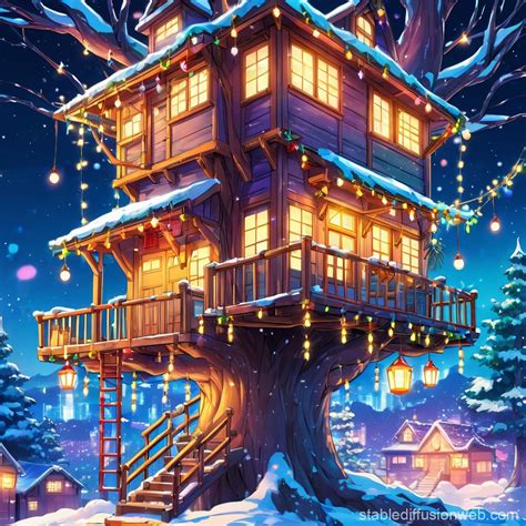 Christmas Tree House | Stable Diffusion Online