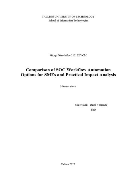 Soc Workflow For Smes Pdf Automation Computer Security