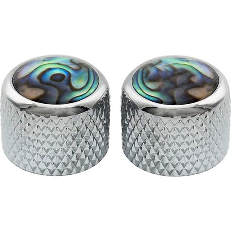 Chrome Metal Metric Abalone Top Dome Knobs For Fender Tele Reverb