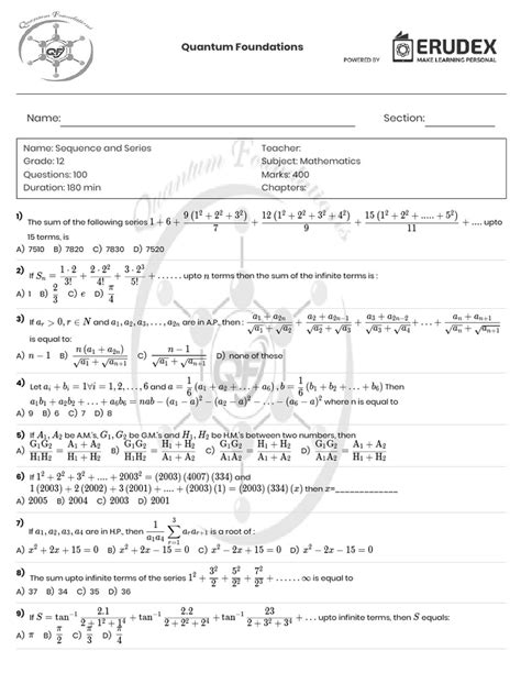 Sequence Series Practice Set 1 Pdf Discrete Mathematics Numbers