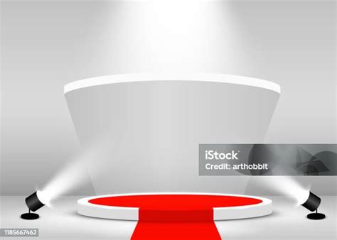 스포트라이트와 레드 카펫으로 조명 시상식 무대 연단 장면 시상식 컨셉 무대 배경 배경 주제에 대한 스톡 벡터 아트 및 기타 이미지 배경 주제 3차원 형태 강단