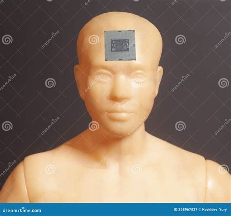 Medical Acupuncture Model Of Human With Cpu Processor Microchip Stock