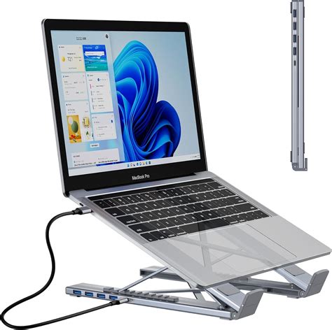 Amazon Com Umaniy M61 USB C To USB Hub Portable Laptop Stand Aluminum 4 Ports USB3 0 Multiport