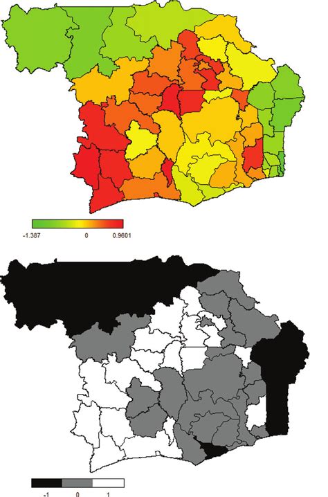 Estimated Posterior Mean Spatial Effects Of Fever A And The 95