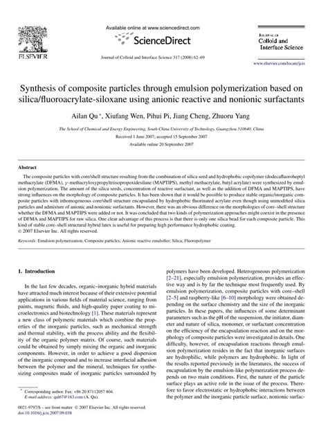 Pdf Synthesis Of Composite Particles Through Emulsion Polymerization