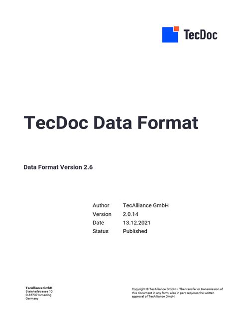 Tecdoc Data Format Version 2 6 En Pdf Comma Separated Values Computer Data