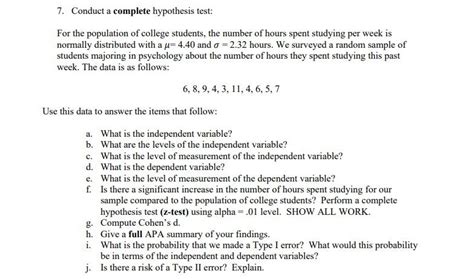 solved 7 conduct a complete hypothesis test for the